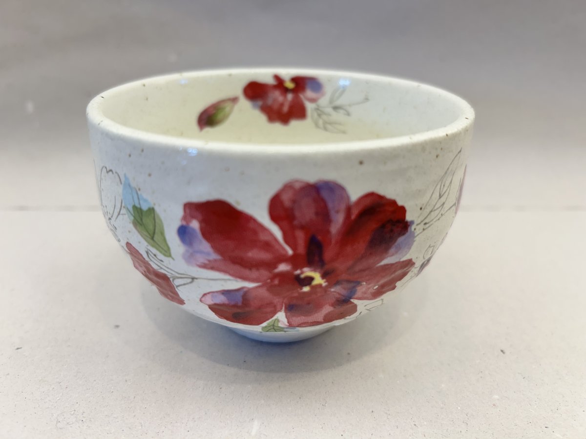 Matcha Kop / Hvid, Pink Blomst - Kopper - www.japanshoppen.dk